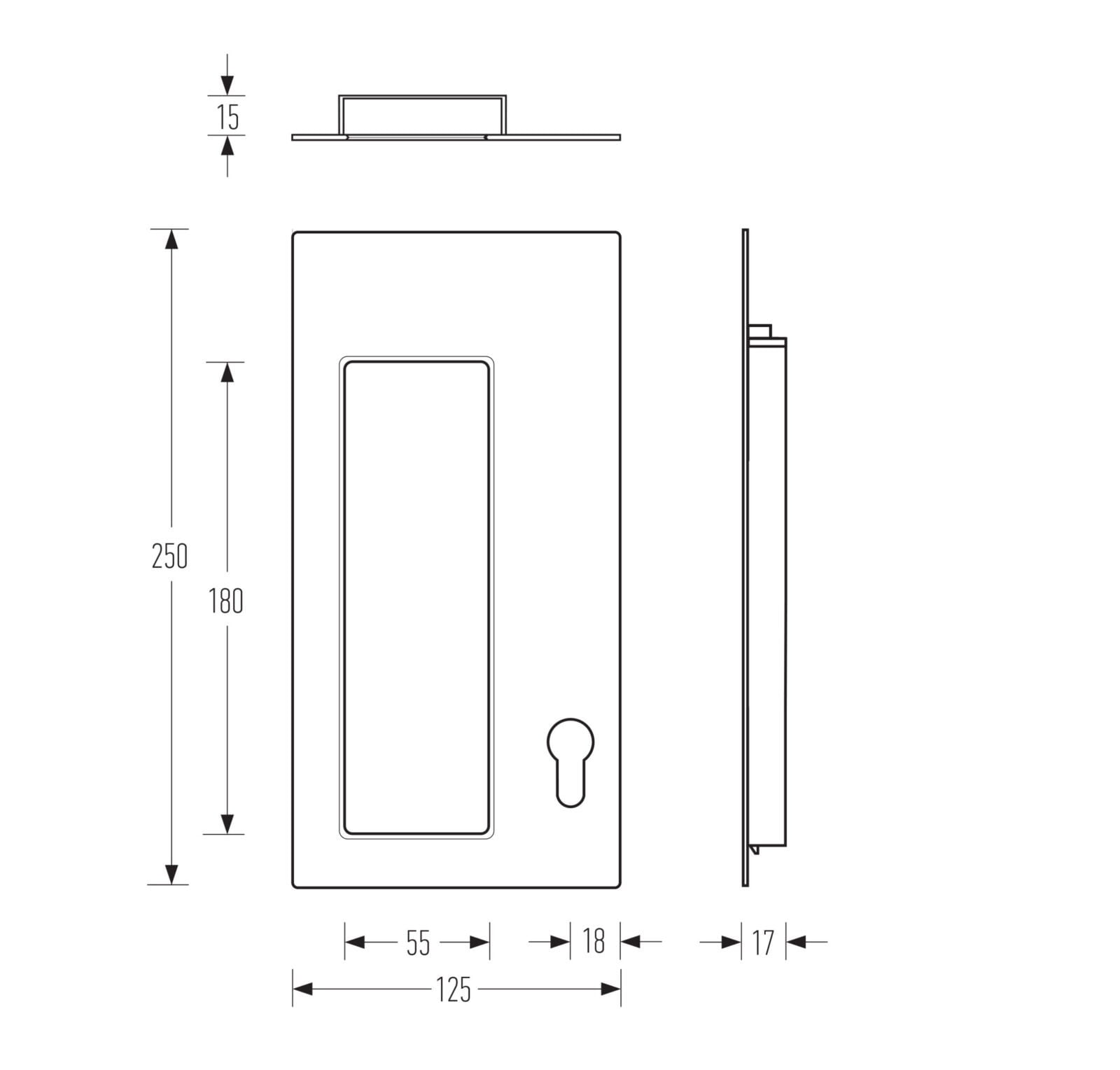 HB1930 Rectangle Offset Flush Pull Key Hole - Halliday + Baillie